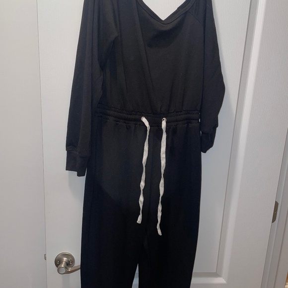 Pants & Jumpsuits | One Shoulder Long Sleeve Black Sweat Suit | Poshmark